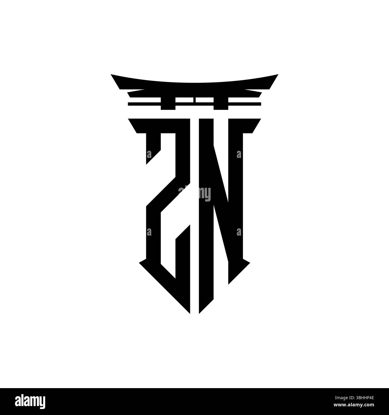 Logo initial monogram with geometric modern Torii Gate Japanese style ...