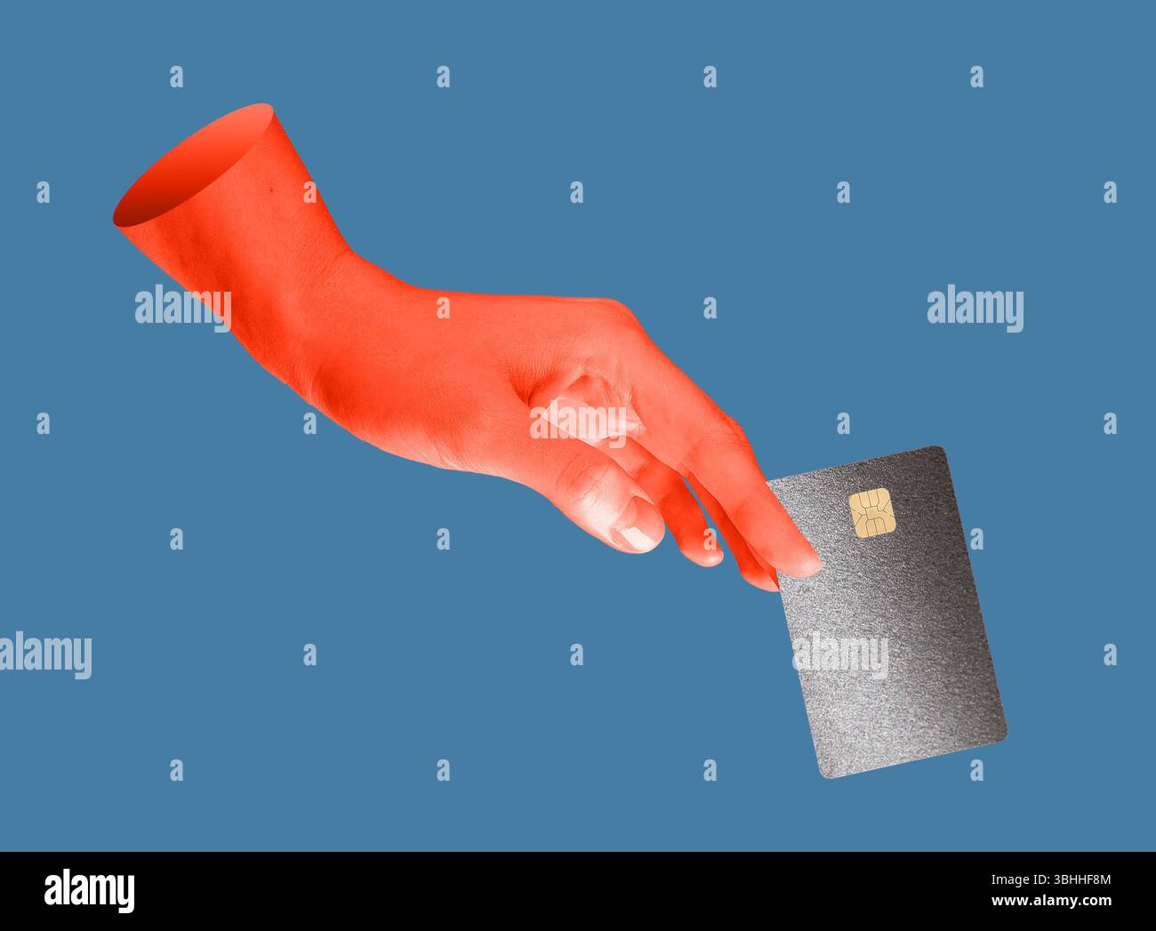 Hand holding a credit card with a chip, symbolizing security and ...