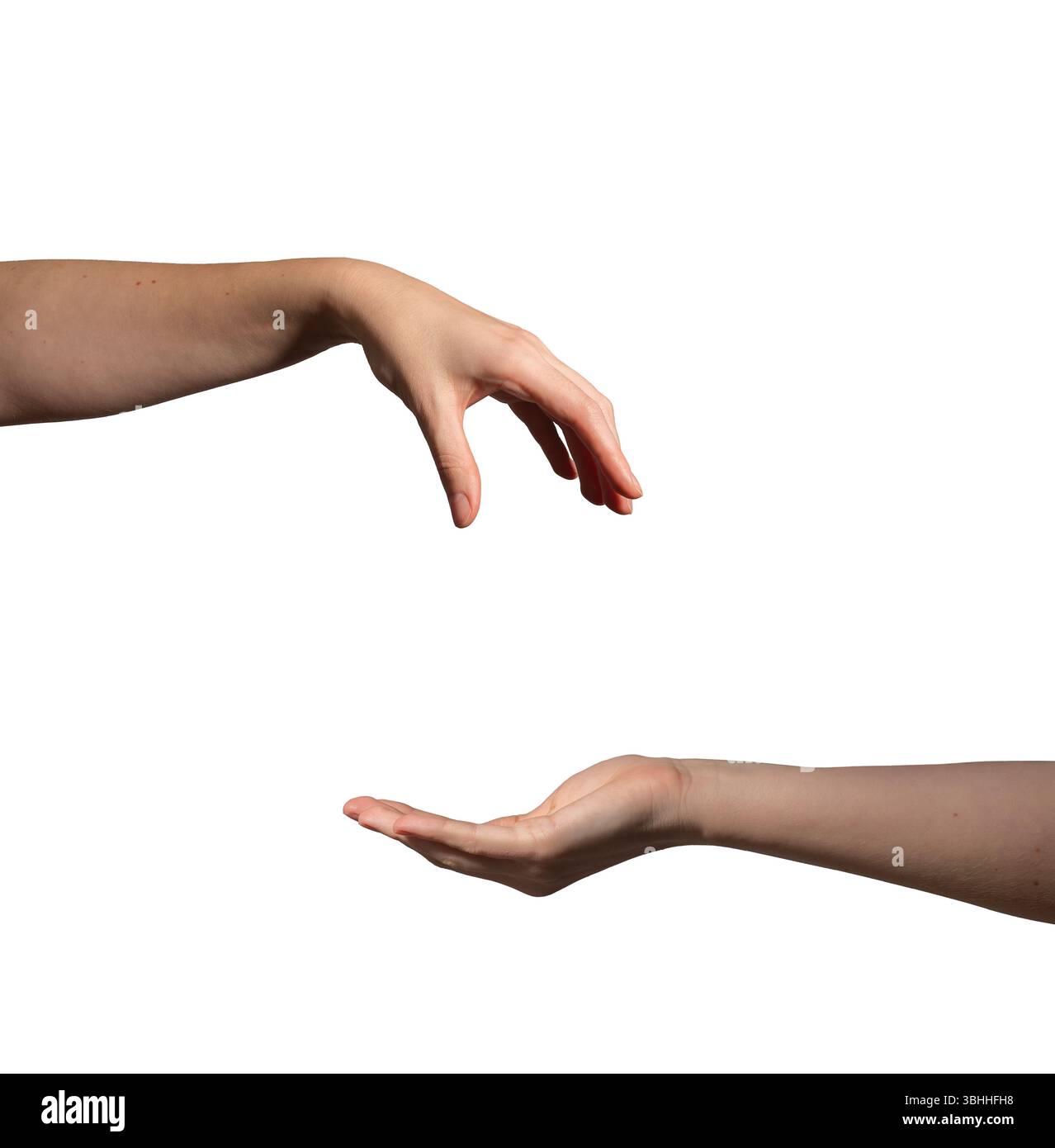 Hand reaching out with open palm, asking for help or donation. Gesture ...