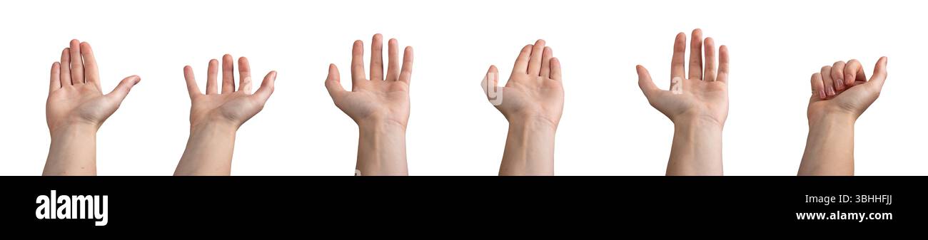 Hand with fingers outstretched, gently inviting and signaling come here ...