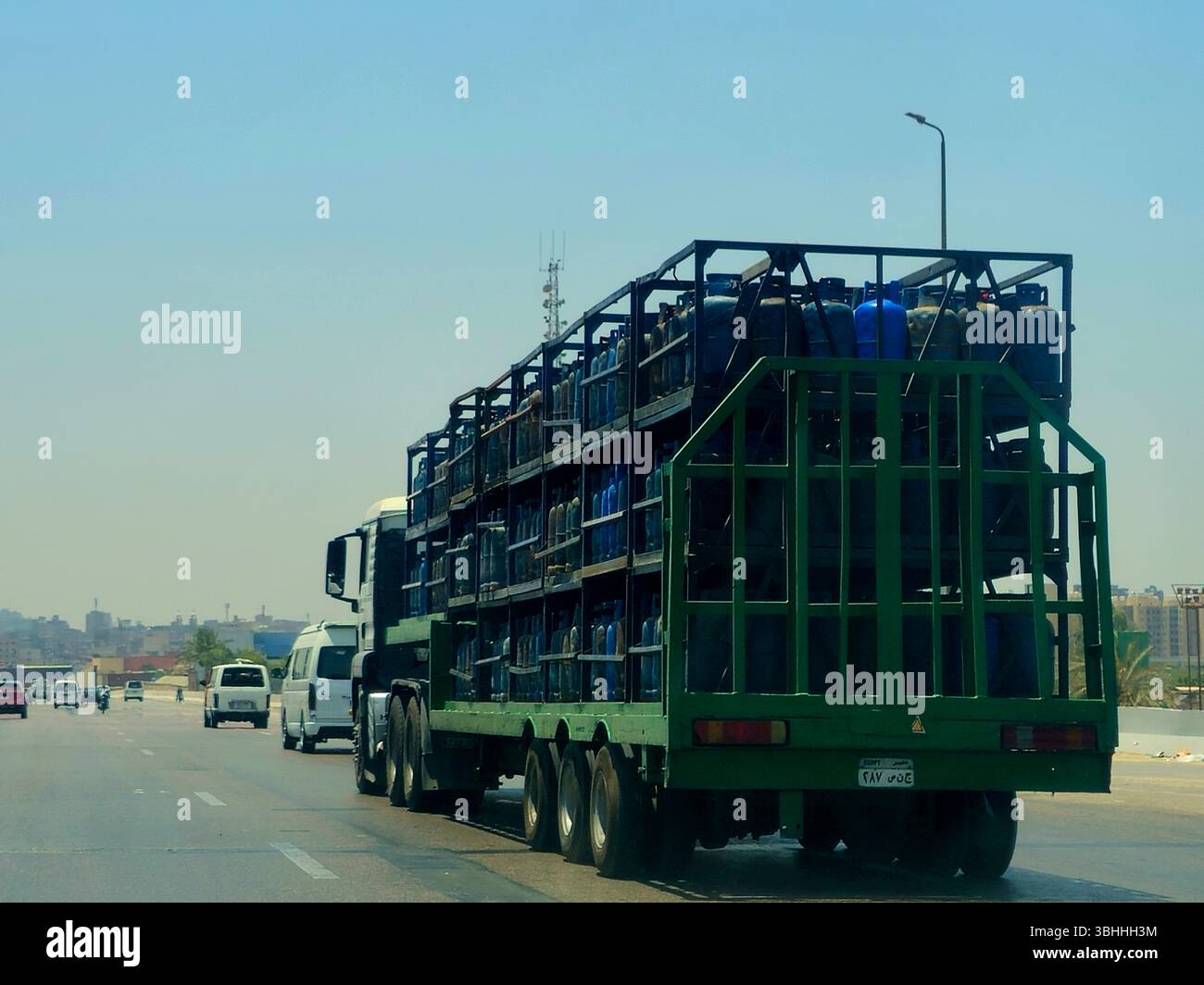 Cairo, Egypt, June 8 2025: A transportation heavy truck lorry with gas ...