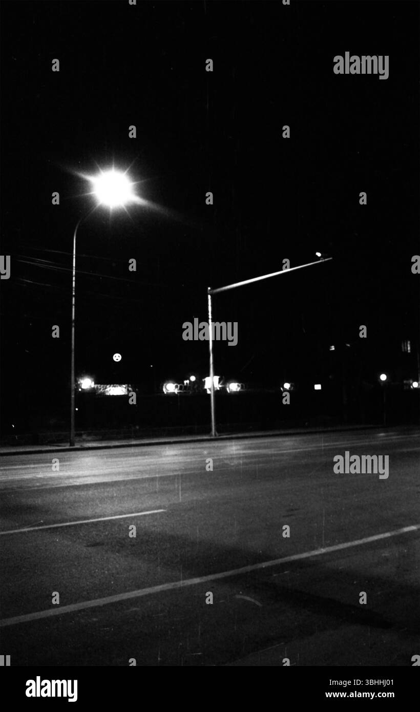 Beijing Night Street with Surveillance Camera and Mercedes-Benz Logo ...