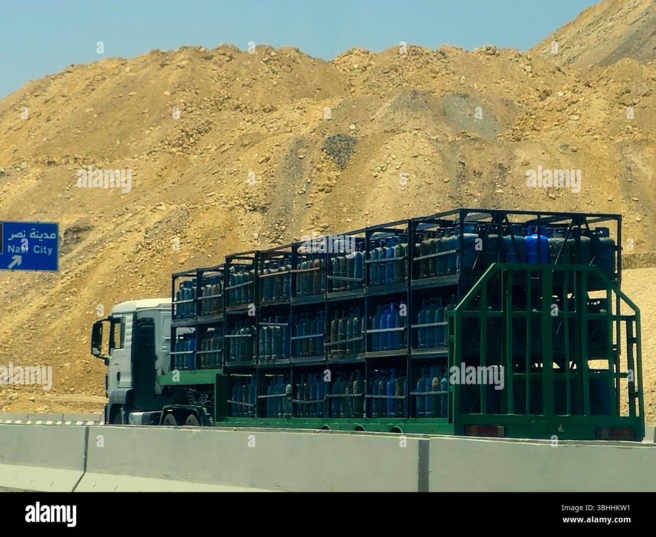Cairo, Egypt, June 8 2025: A transportation heavy truck lorry with gas ...