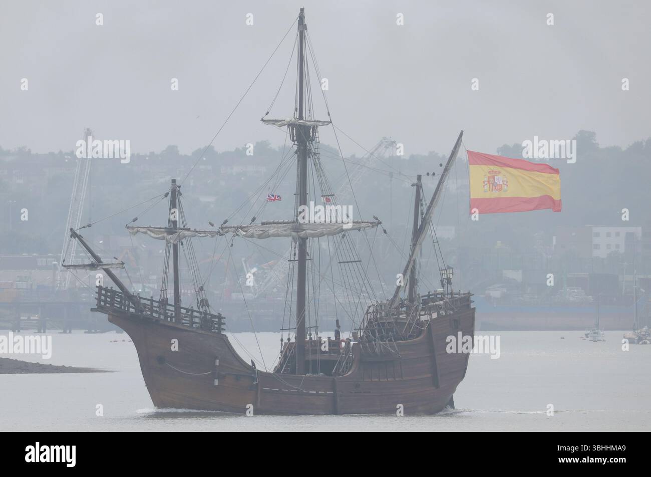 replica of Christopher Columbus' Santa Maria ship coming back from St ...