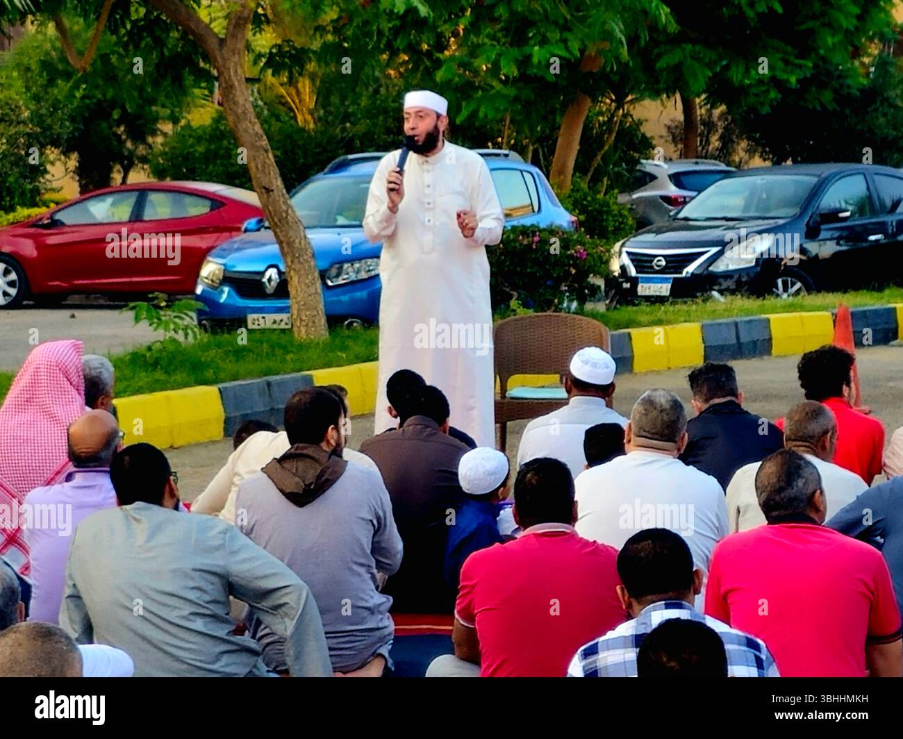 Cairo, Egypt, June 6 2025: The mosque preacher Imam performs Eid al ...