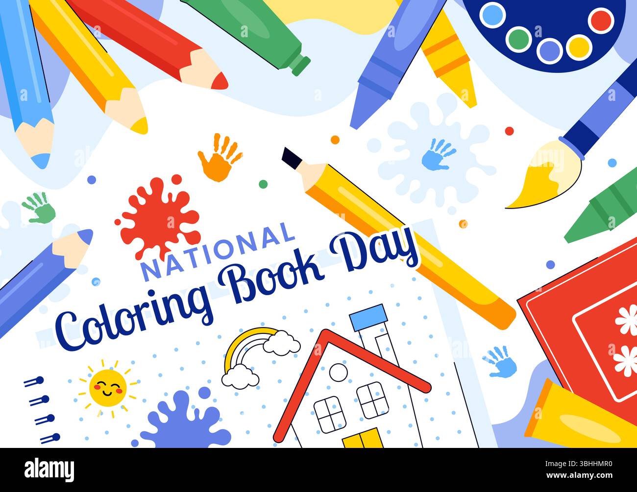 National Coloring Book Day Vector Illustration for August 2nd Featuring ...