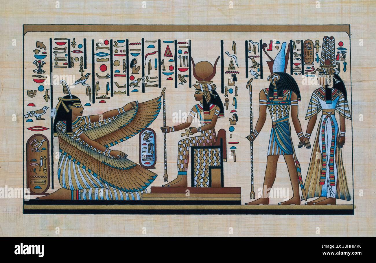 Egyptian Gods on Papyrus (modern replica Stock Photo - Alamy