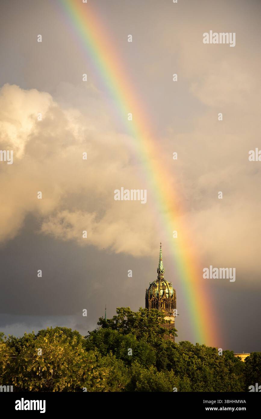 Rainbow over Castle Church in Wittenberg, Germany Stock Photo - Alamy
