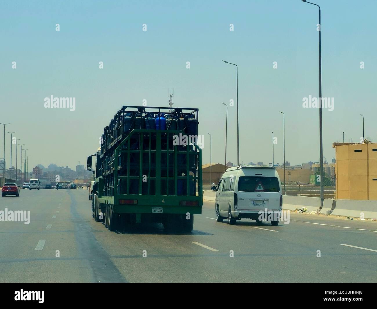 Cairo, Egypt, June 8 2025: A transportation heavy truck lorry with gas ...