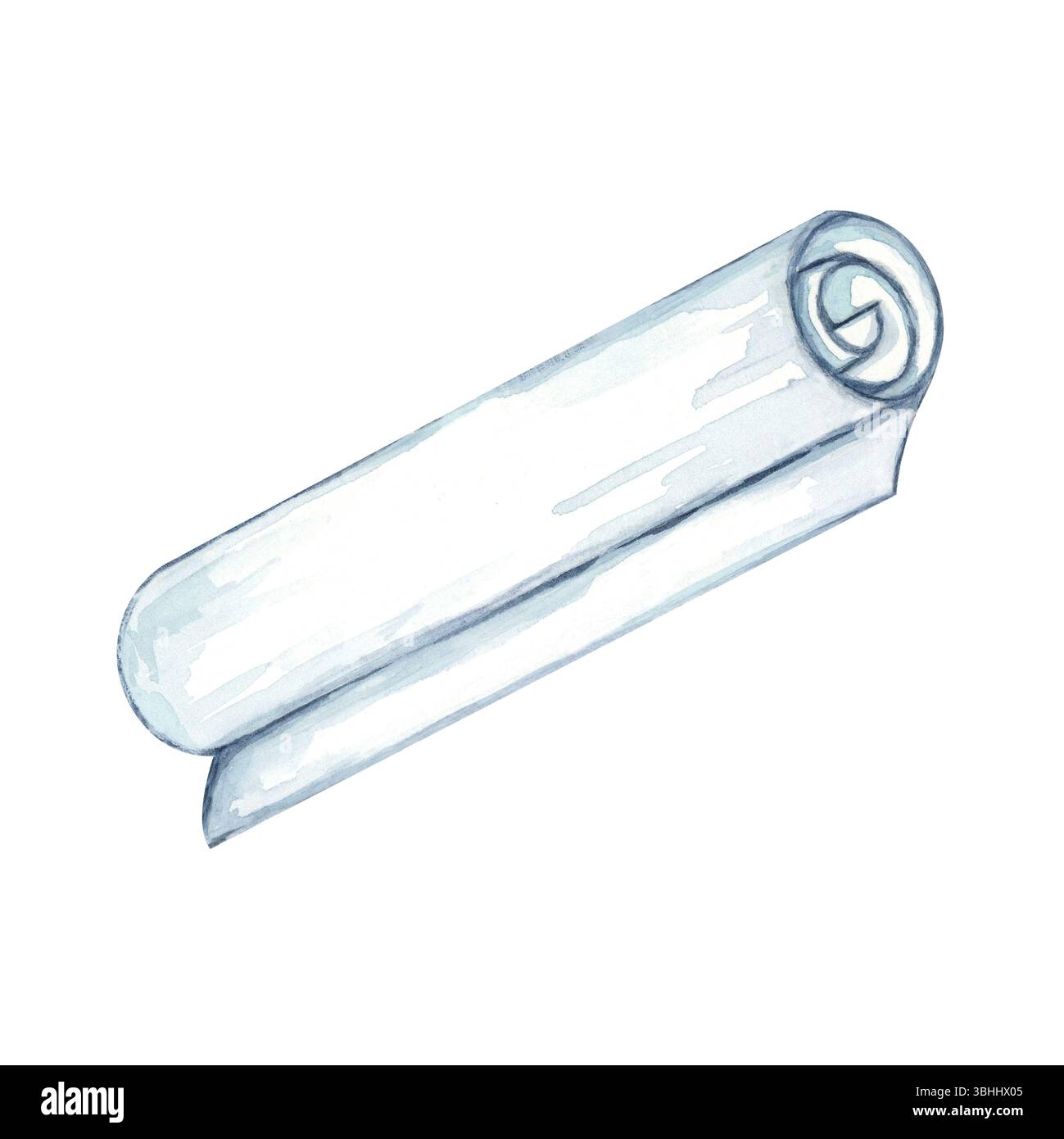 Tilted scroll or blueprint painted in cool gray tones as a watercolor ...