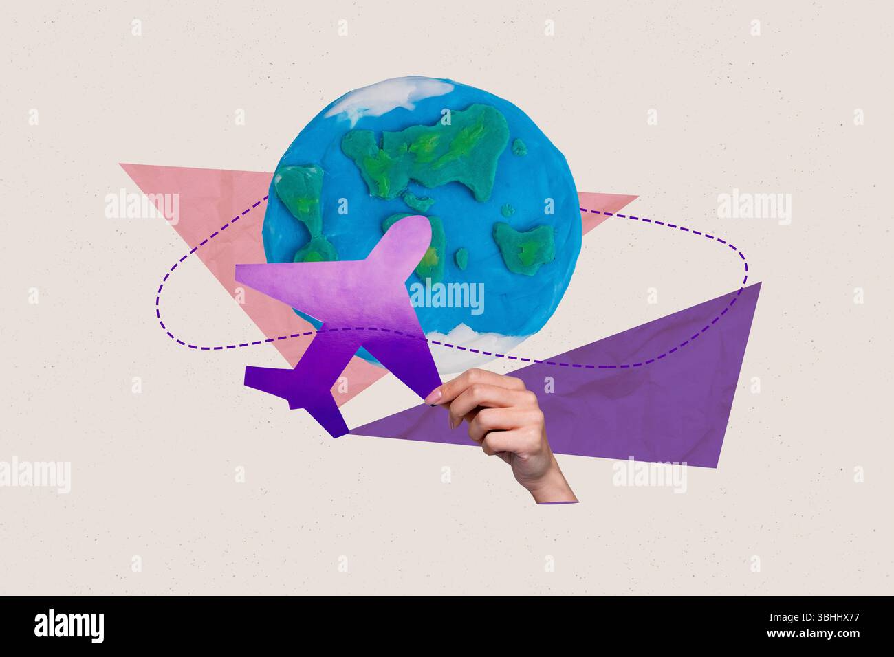 Composite photo collage of hands choose direction summer travel route ...