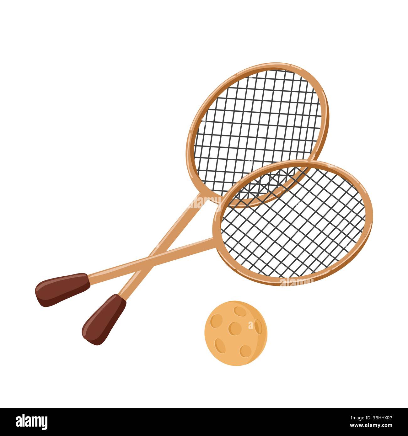 Tennis Rackets and Ball, Hand Drawn Illustration Stock Vector Image ...