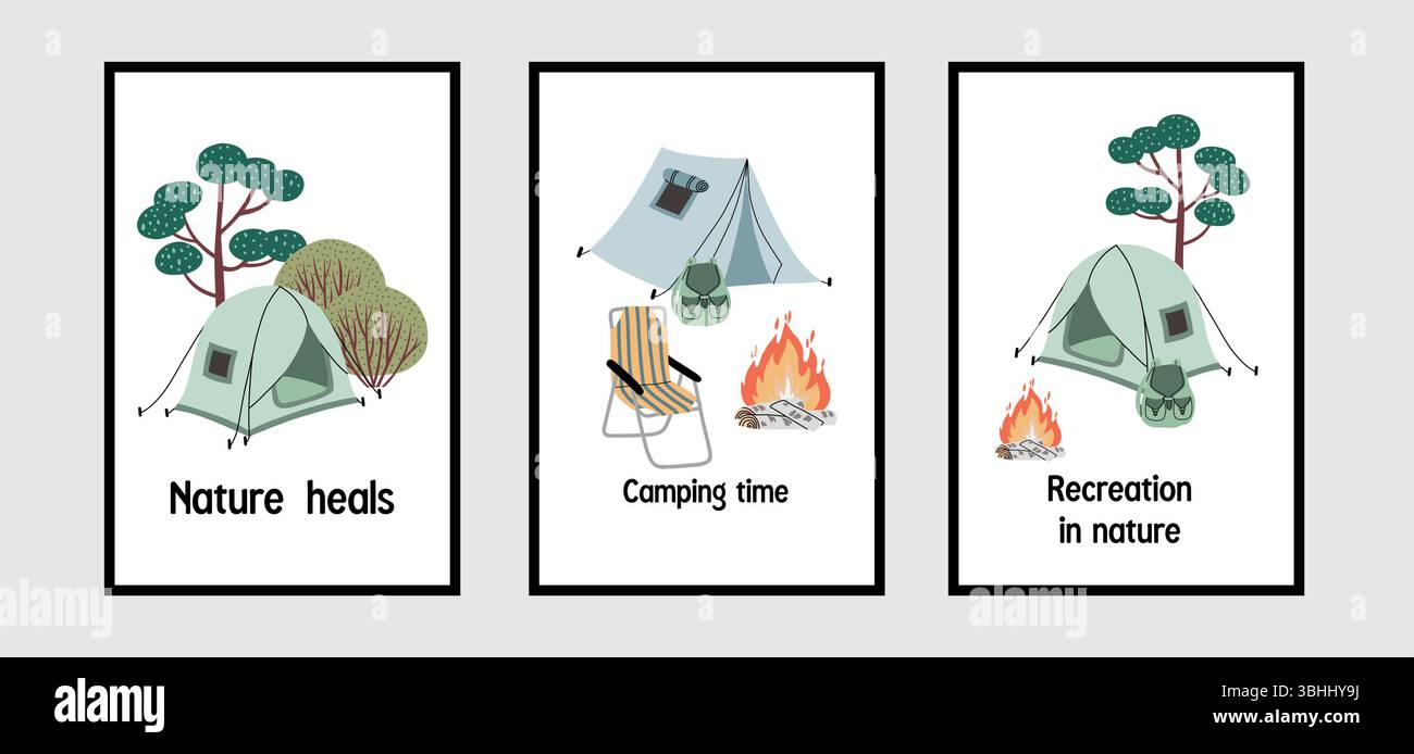 Camping hiking simple set Stock Vector Images - Alamy