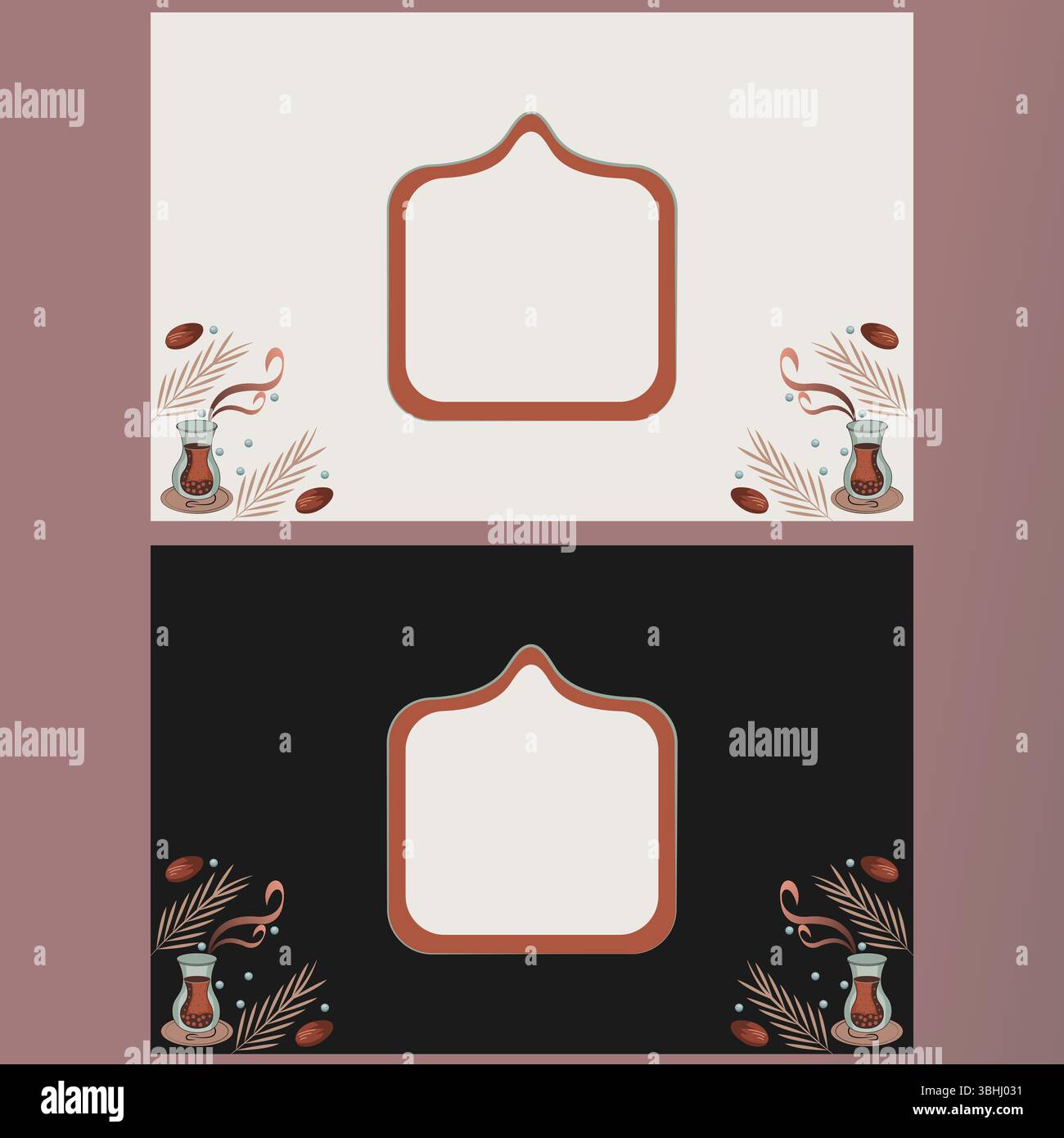 Ornamental Tea Label Frame Design - Light And Dark Theme Variants ...