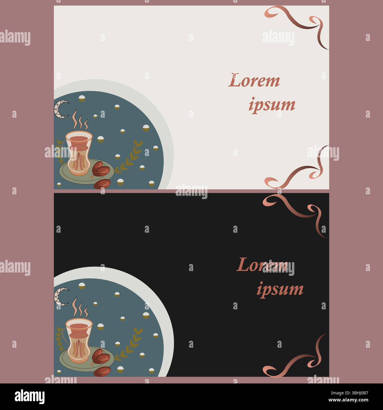 Ornamental Tea Label Frame Design - Light And Dark Theme Variants ...