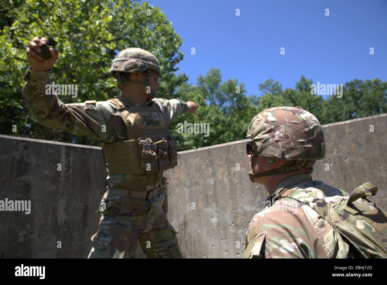 U.S. Army soldier Cpl Luis Santos, of the 467th Engineer Battalion ...