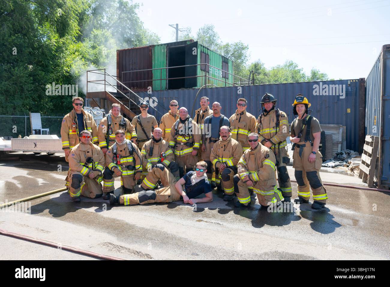 Airmen assigned to the Gowen Field Fire Department practice ...