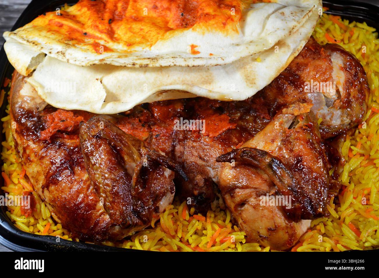 Aleppo Arabic Syrian cuisine of machine grilled barbecued chicken with ...