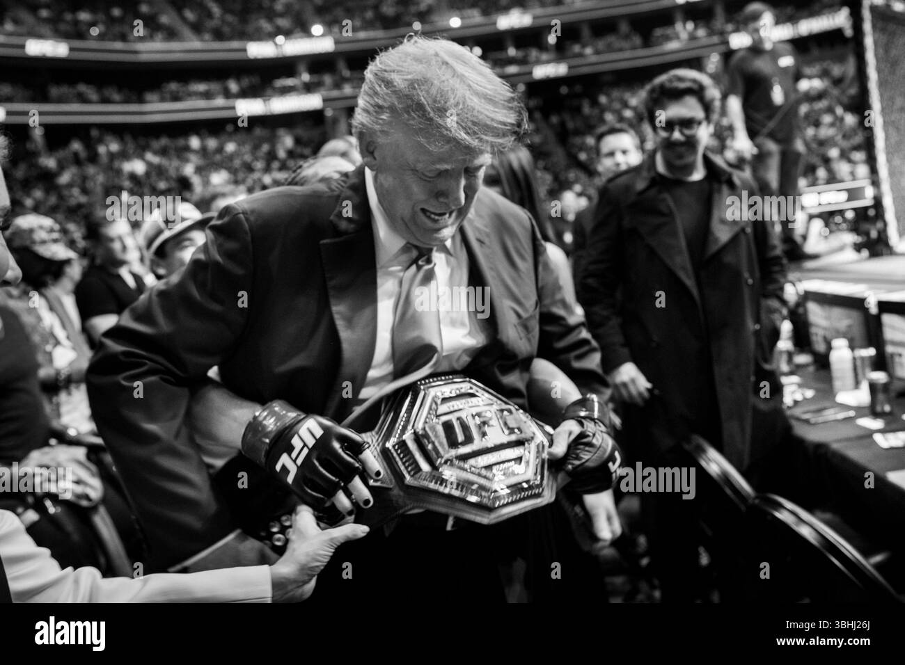 President Donald Trump congratulates Kayla Harrison after her victory ...