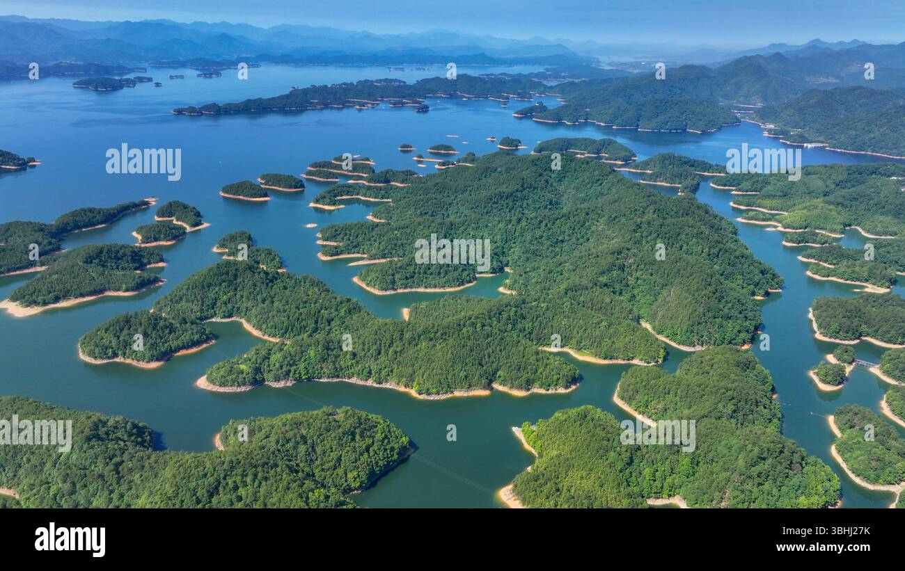 Aerial photo shows the early summer scenery of Qiandao Lake in Hangzhou ...
