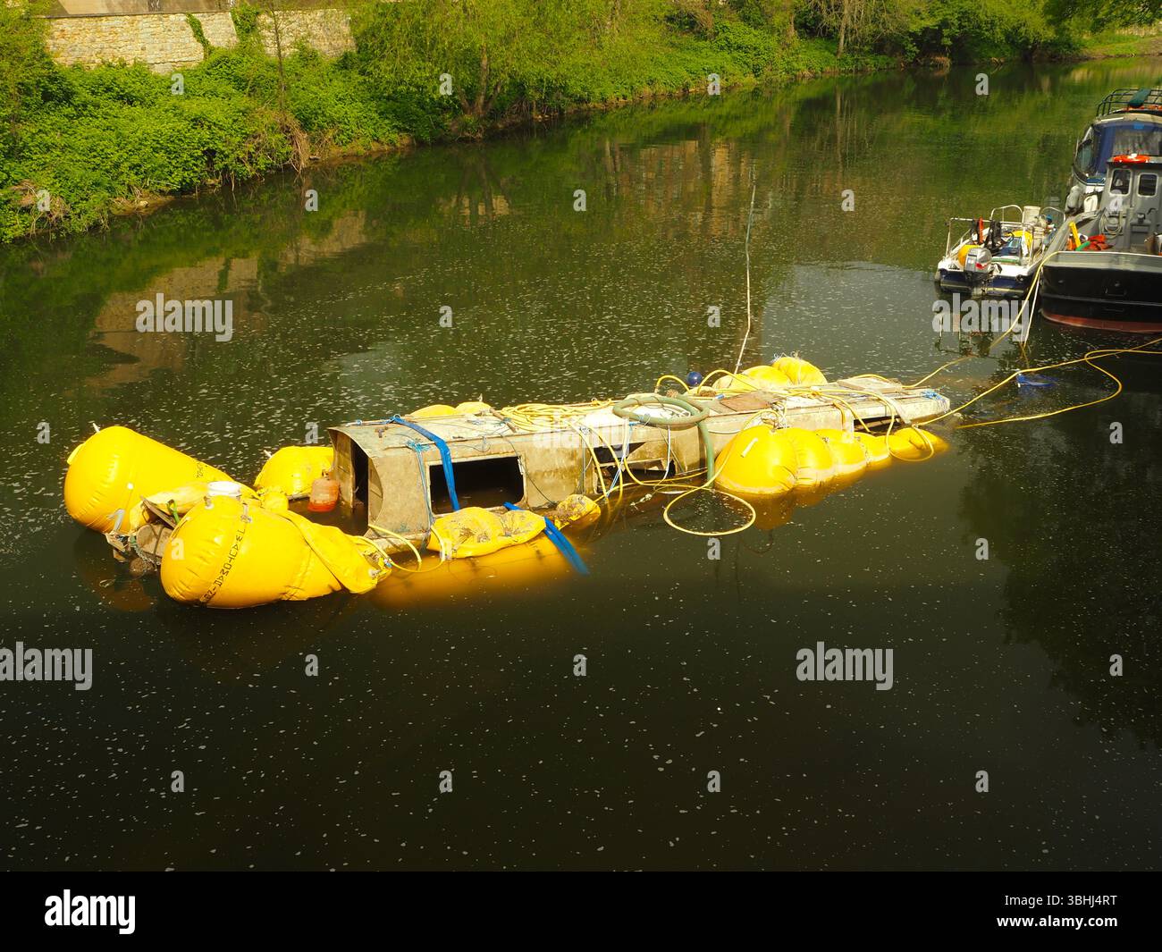 Inflatable marine air lift bags or balloons used to float sunken boat ...