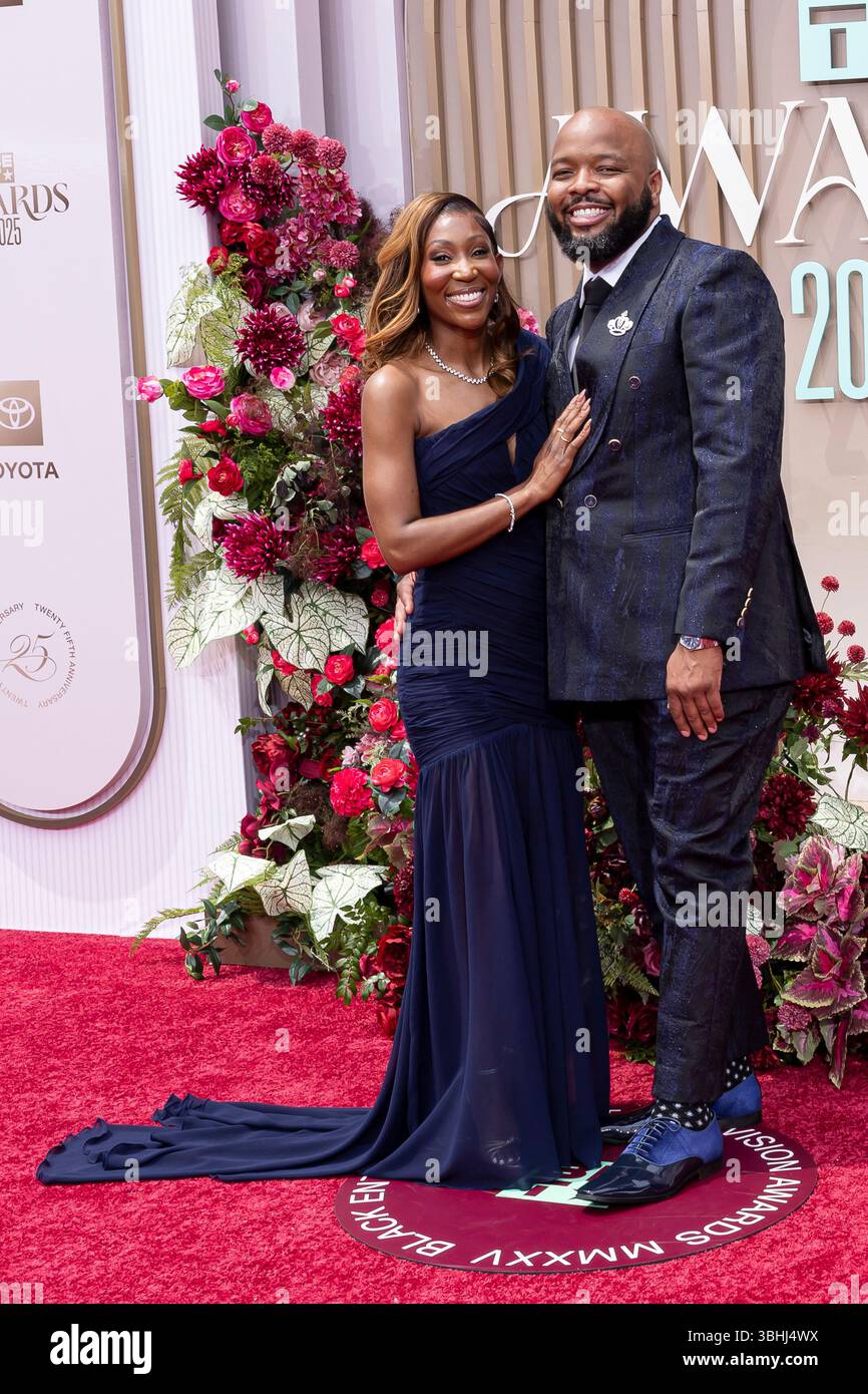 Los Angeles, USA. 09th June, 2025. Melissa Fredericks and Kevin “Kev on ...