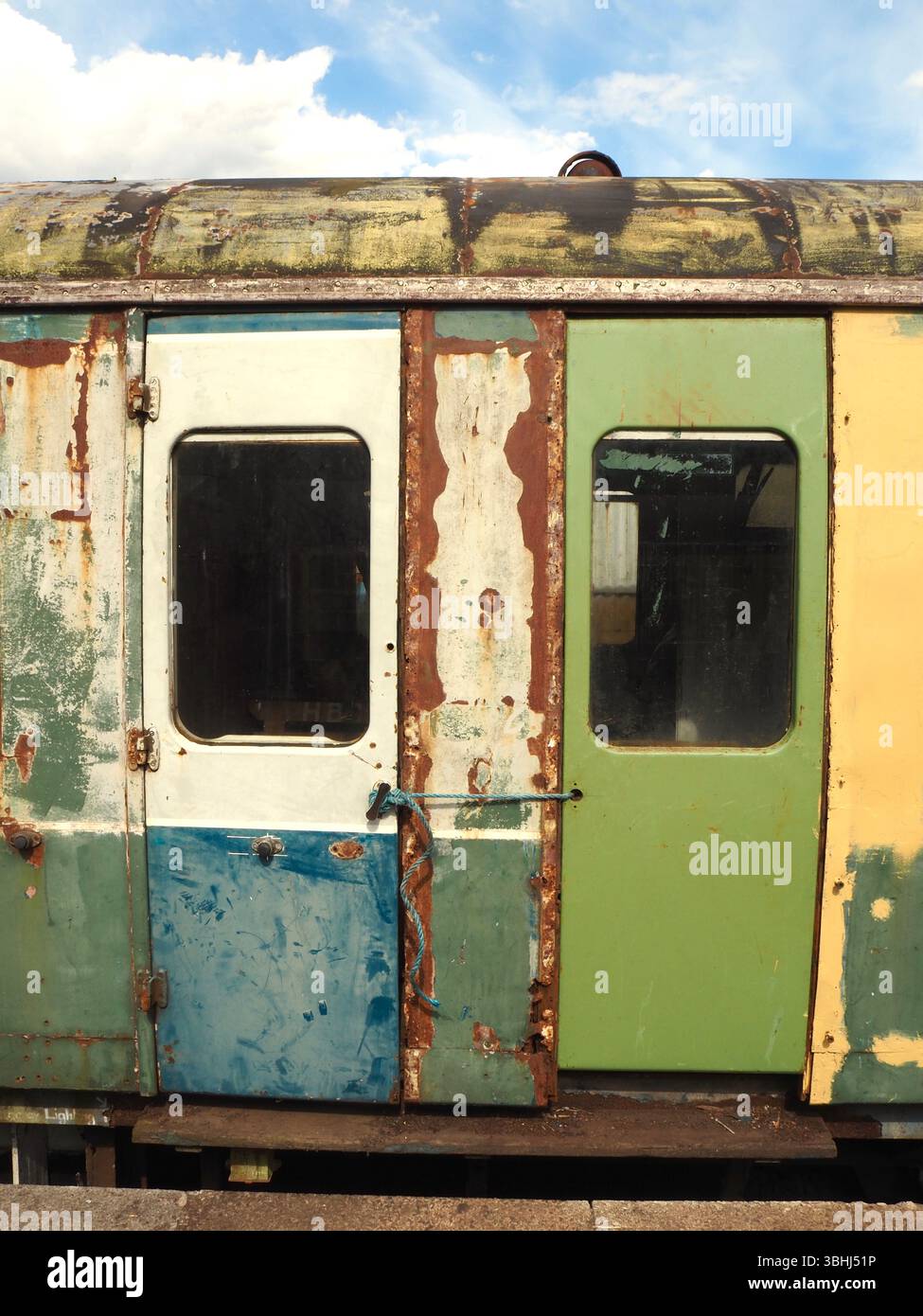 Dilapidated rusting railway carriage awaiting restoration at Bitton ...