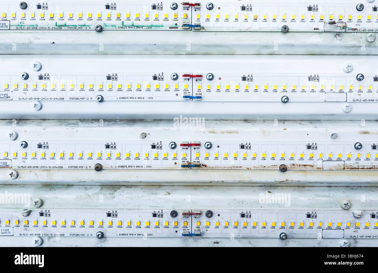 Long LED lamps stacked in a row Stock Photo - Alamy