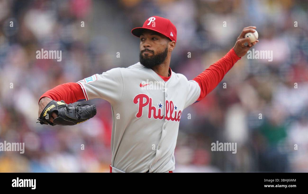 Philadelphia Phillies pitcher Cristopher Sanchez delivers during the ...