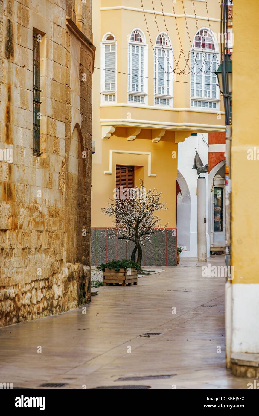 Charming Narrow Street in Ciutadella de Menorca with Traditional ...