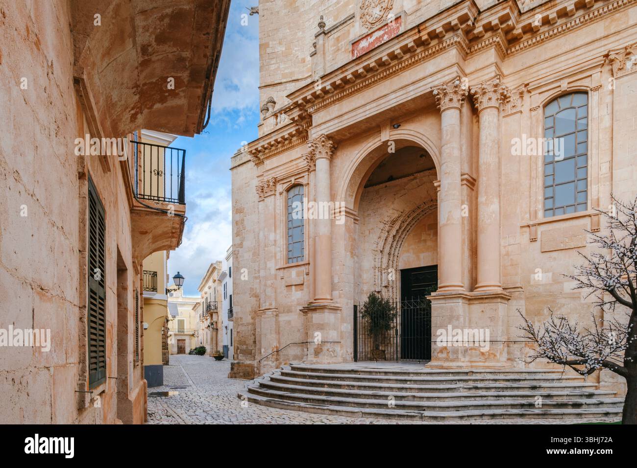 Narrow Street and Elegant Baroque Side Entrance of Ciutadella de ...