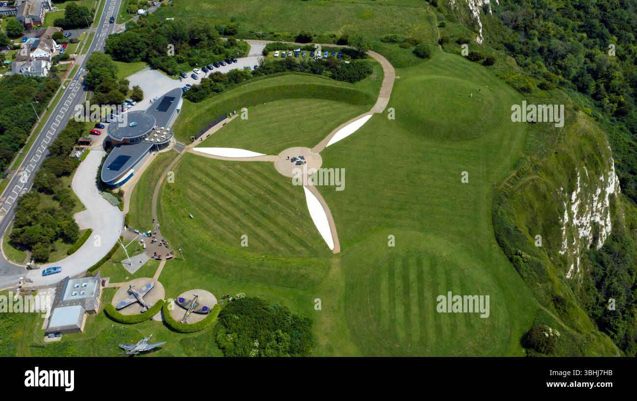 Aerial view of the Battle of Britain Memorial, at Capel-le-Ferne ...
