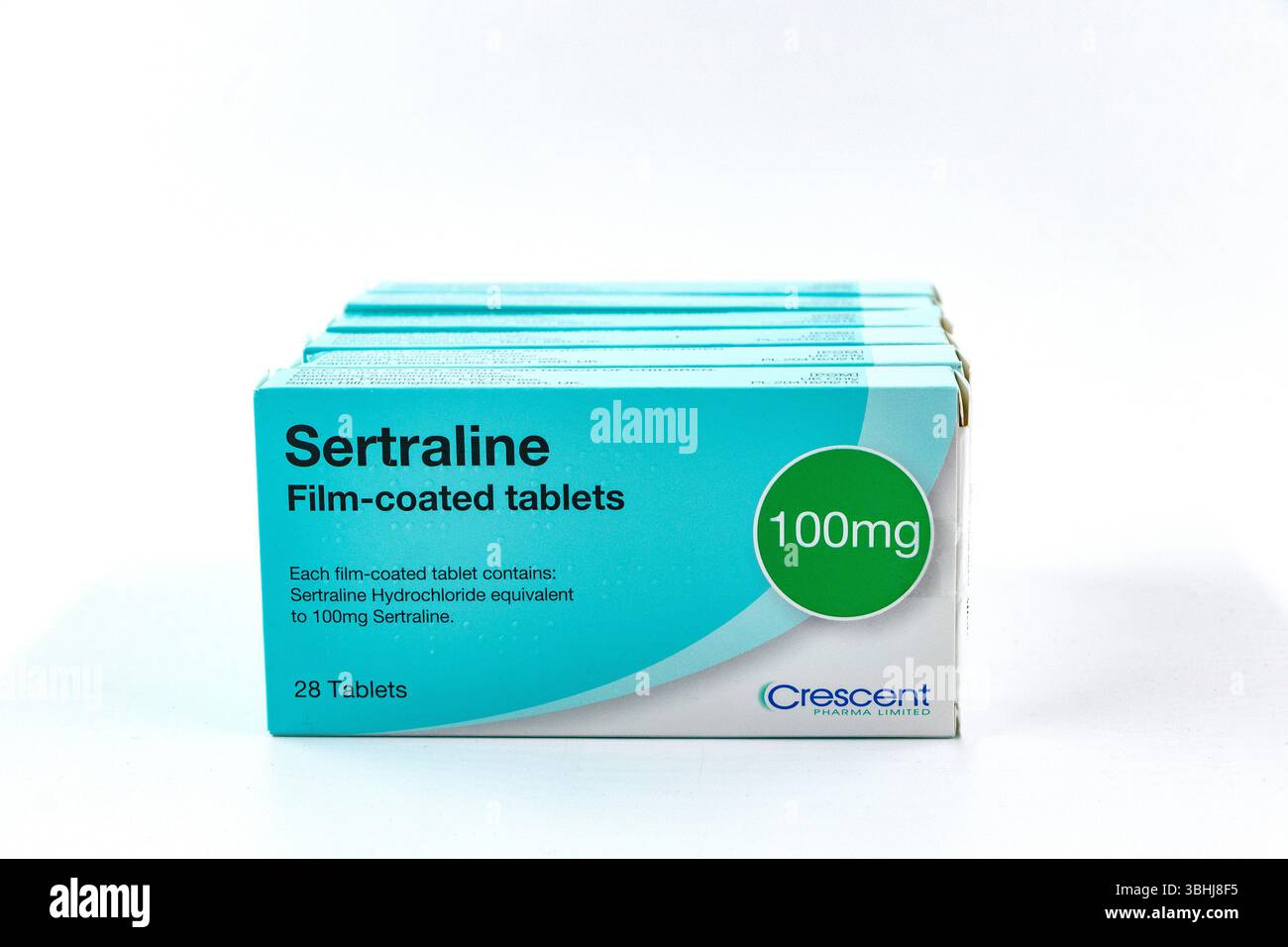 Packaging of Crescent Sertraline 100mg film-coated tablets displayed ...