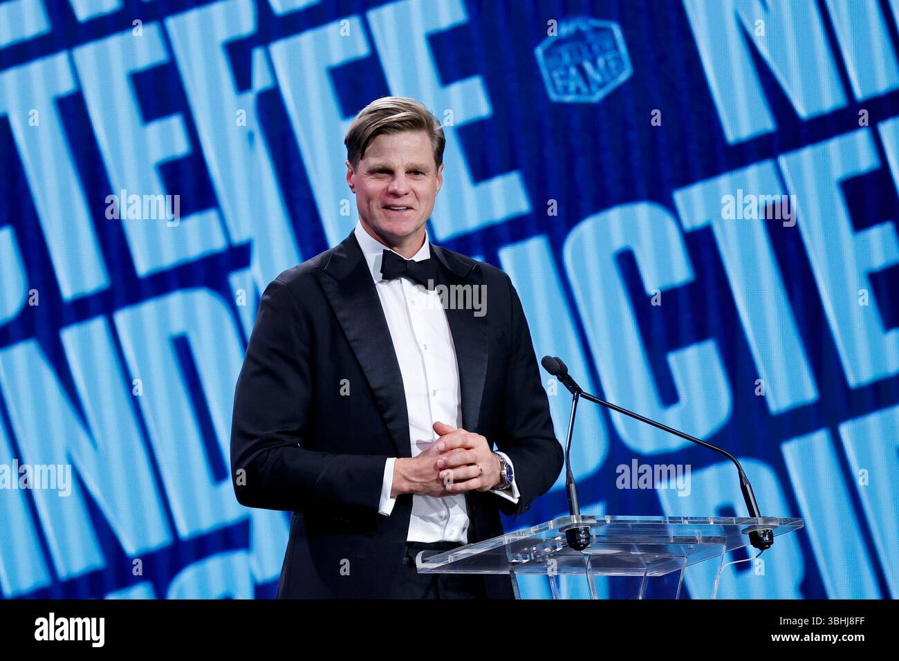 Nick Riewoldt, Hall of Fame Inductee speaks on stage during 2025 ...
