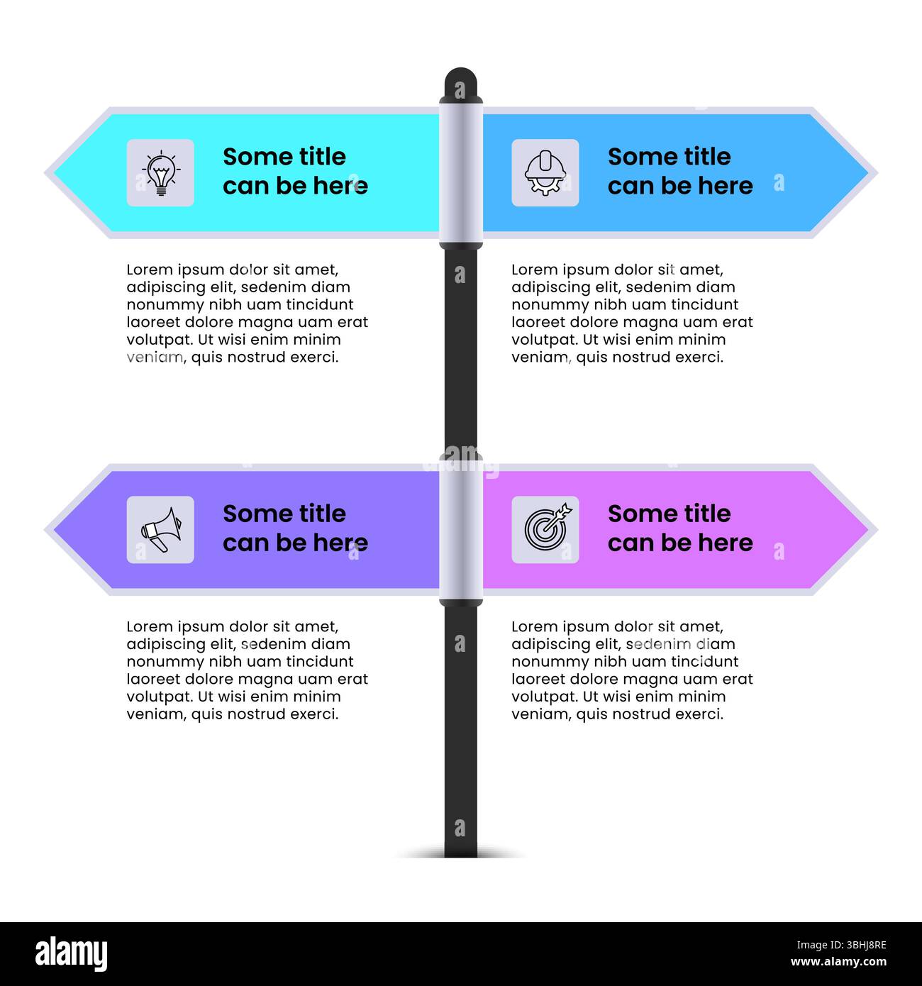 Infographic template with icons and 4 options or steps. Signpost. Can ...