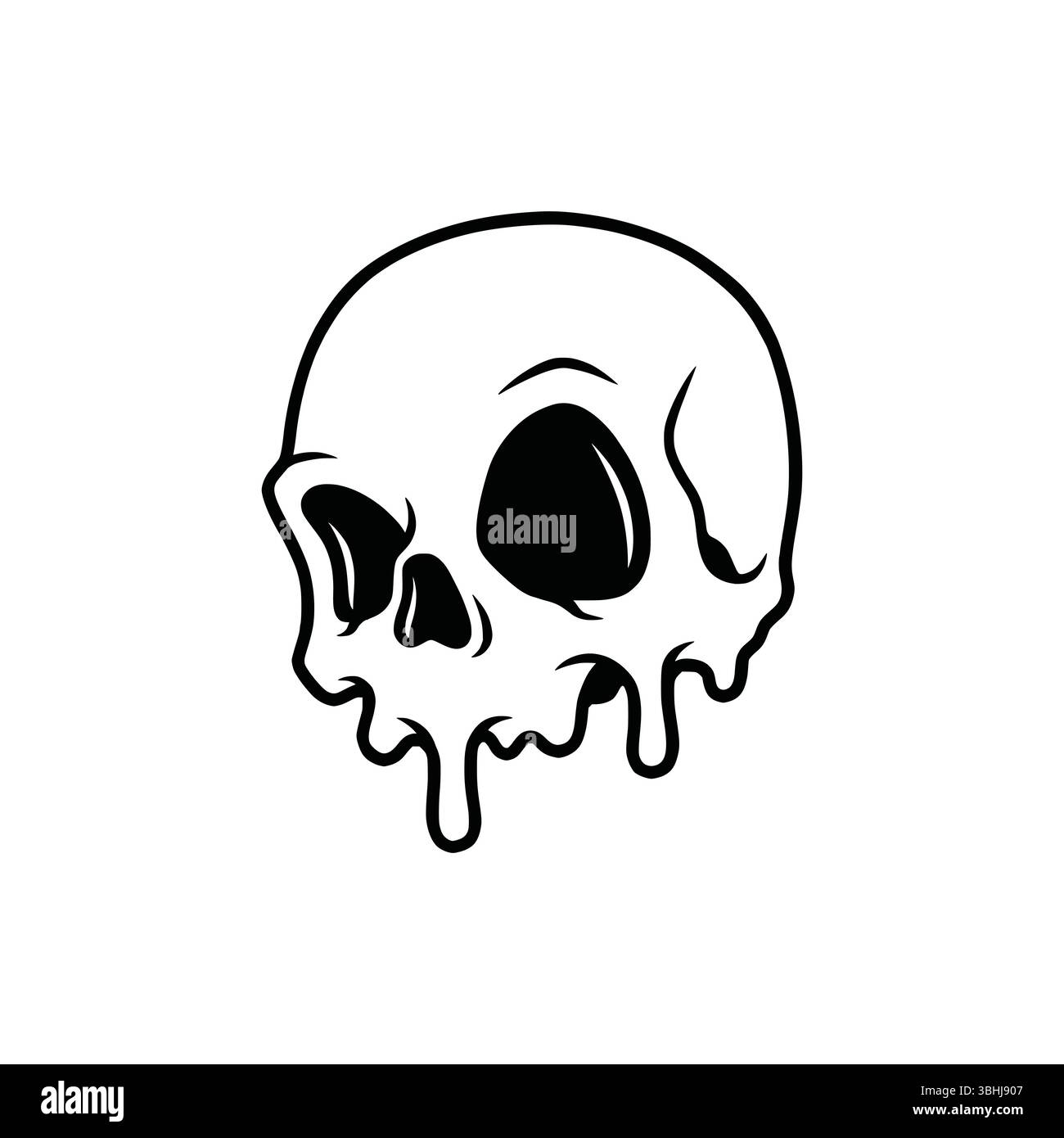 Melting skull head concept. Simple dripping skull head illustration ...