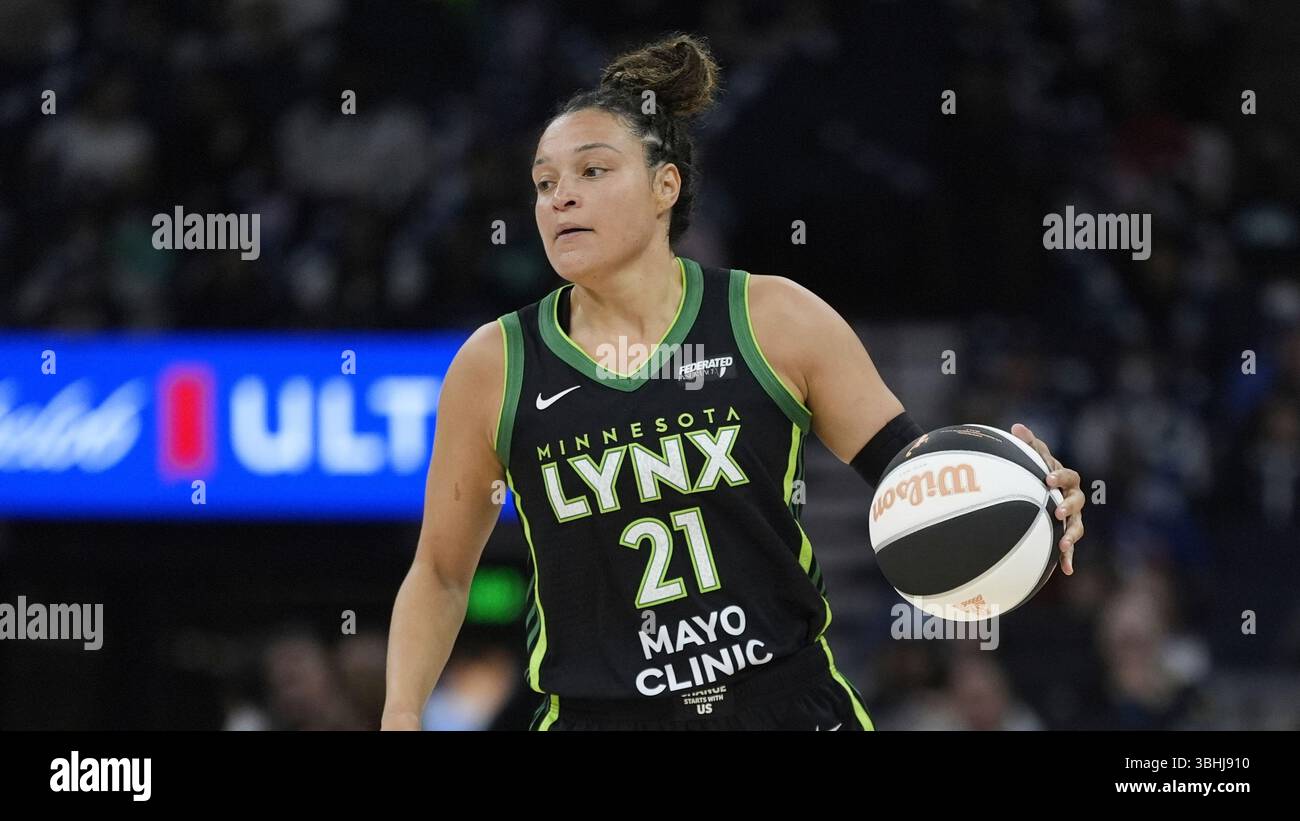 Minnesota Lynx guard Kayla McBride (21) dribbles down the court during ...