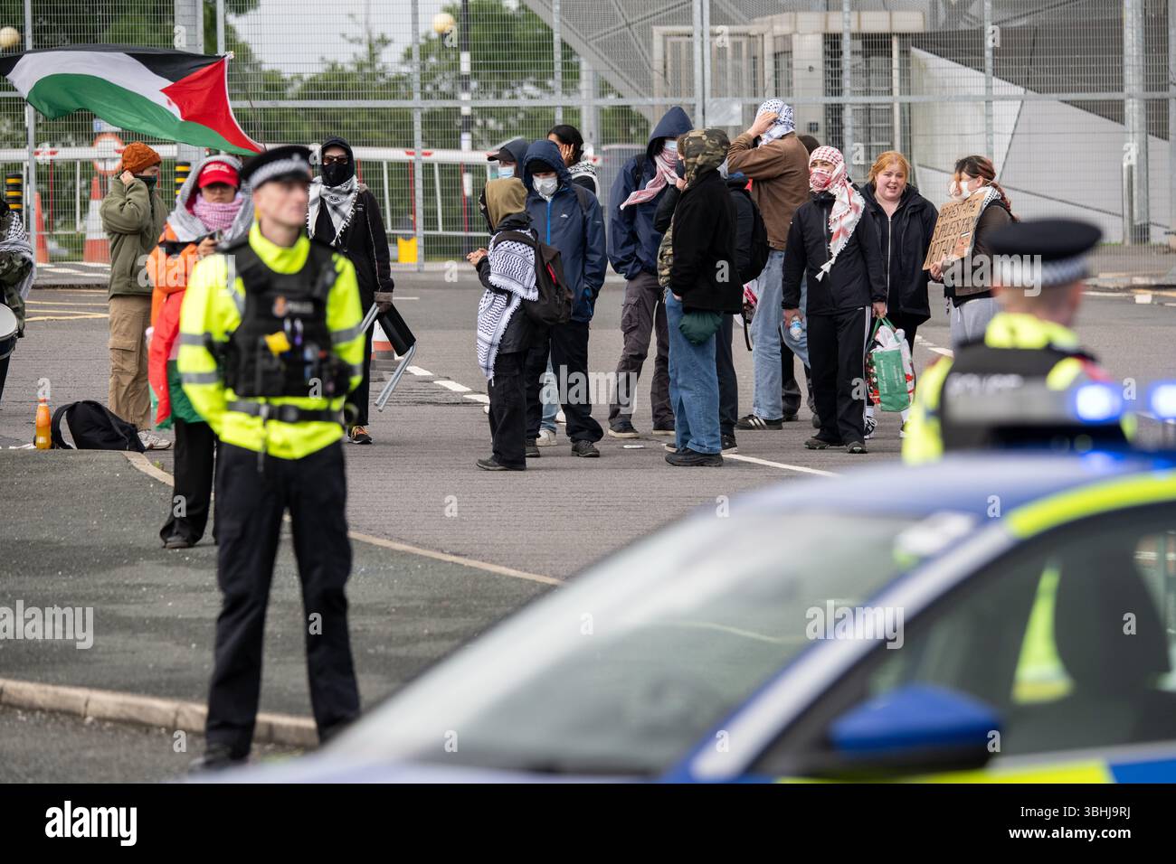 Lancashire, UK, 10 June 2025. Pro-Palestine demonstrators blocked ...