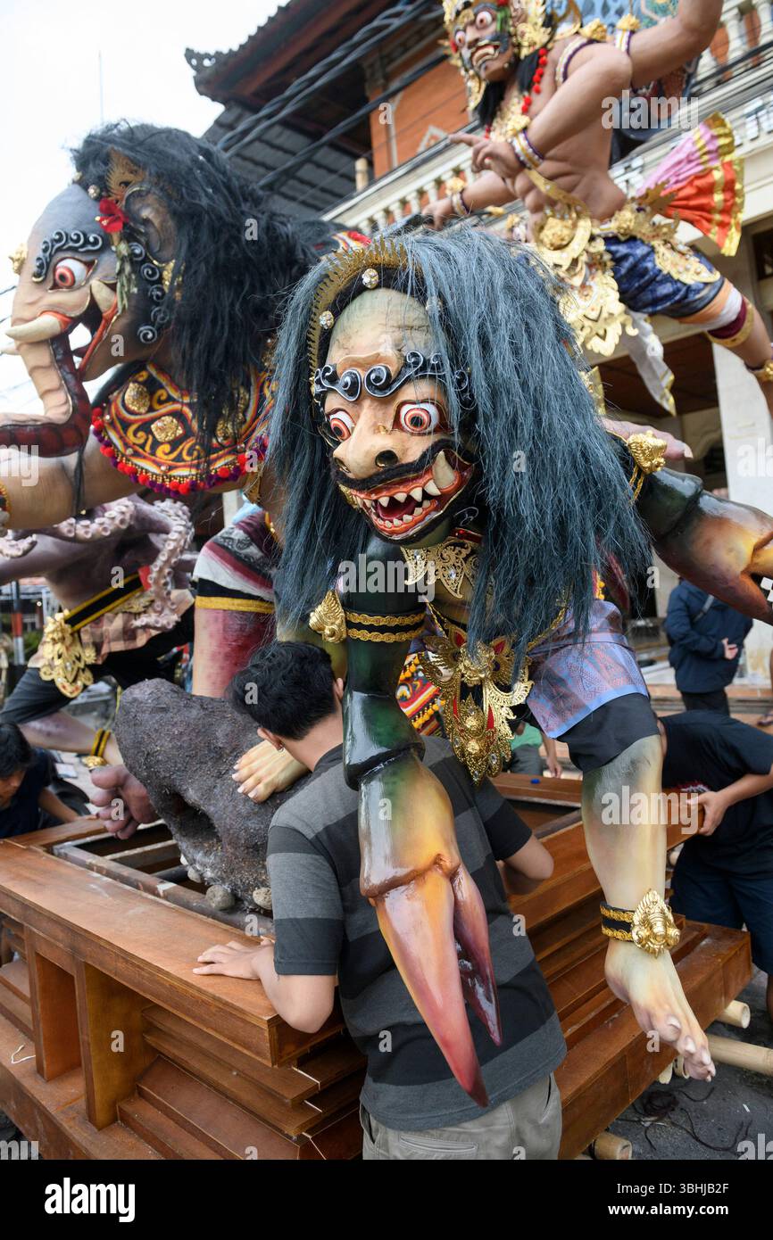 Demonic figures known as Ogoh Ogoh, constructed for the Ogoh Ogoh ...