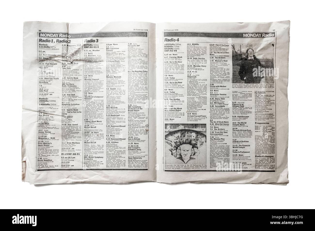 Pages from the BBC Radio Times magazine, showing the radio schedule for ...