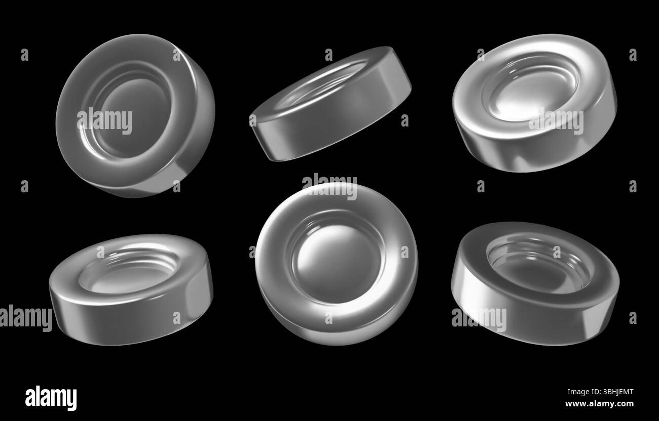 Blank metal silver coins minimal 3d elements collection Stock Vector ...