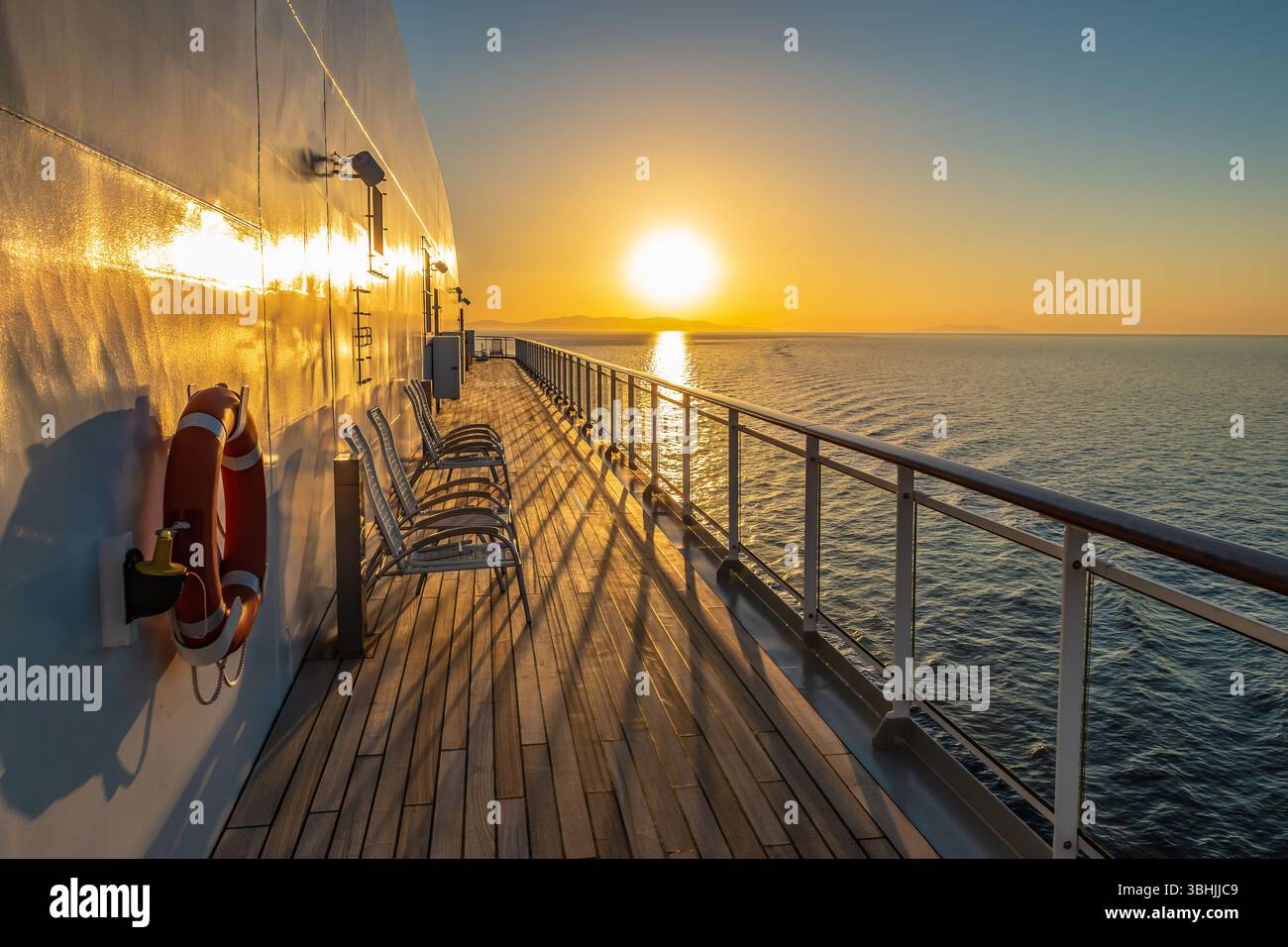 Sunset View from Luxury Cruise Ship Promenade Deck Stock Photo - Alamy