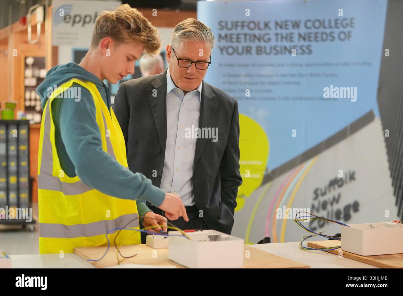 Prime Minister Sir Keir Starmer during a visit to Suffolk New College ...