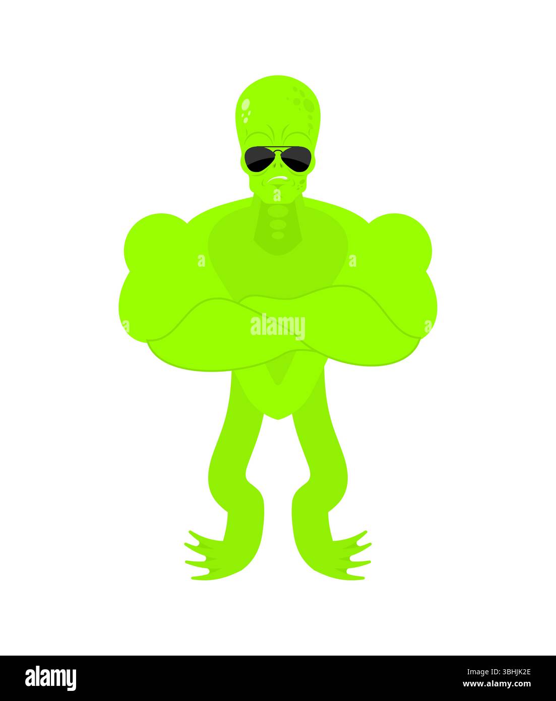 Alien strong. UFO emoji big guy. Space invader green athlete Stock ...