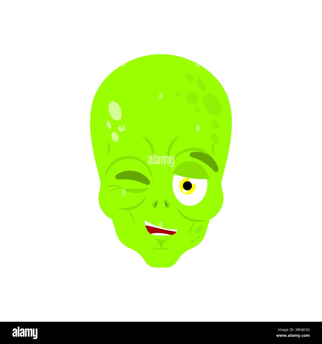 Alien winks emoji. UFO emotion smiles. Space invader green cheerful ...