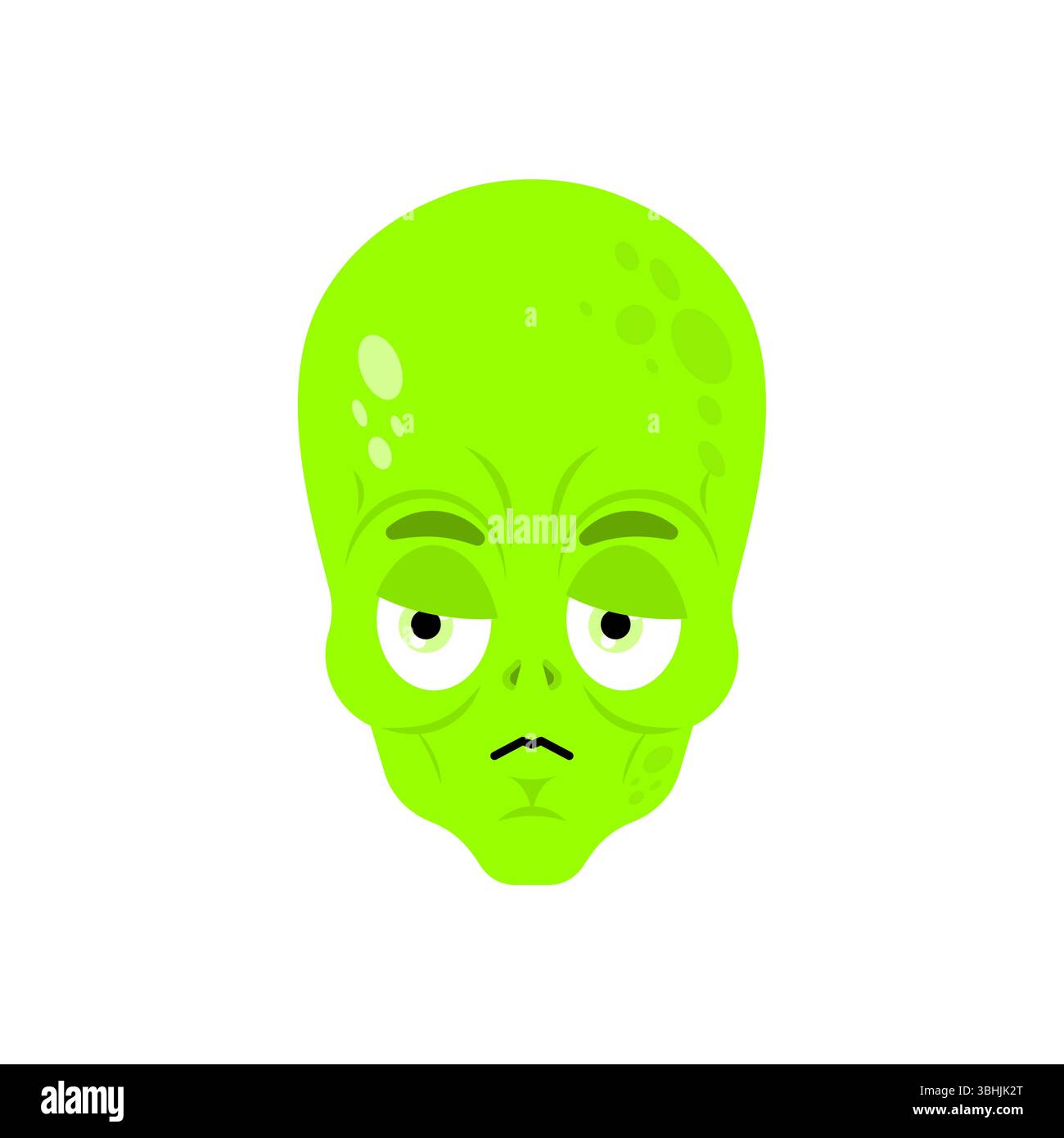 Alien sad emoji. UFO emoticon upset. Space invader green tired Stock ...