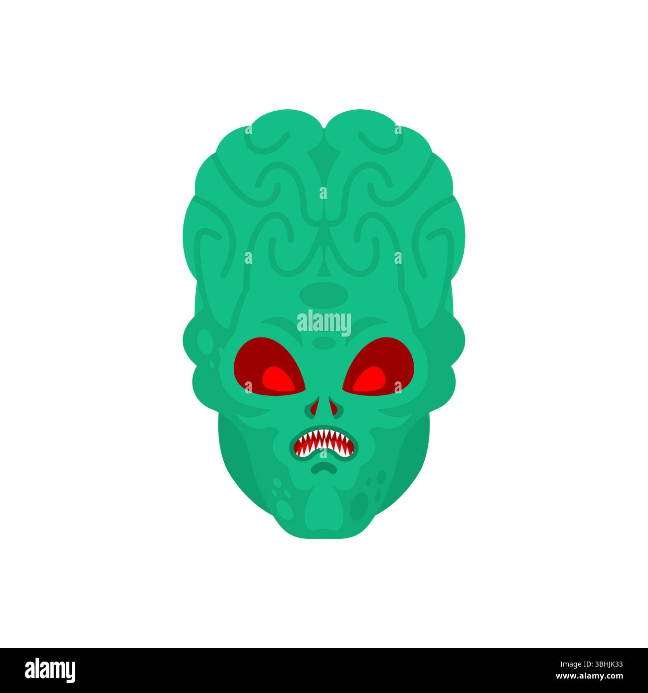 Scary Alien. Evil Alien Invader. UFO angry green Stock Vector Image ...