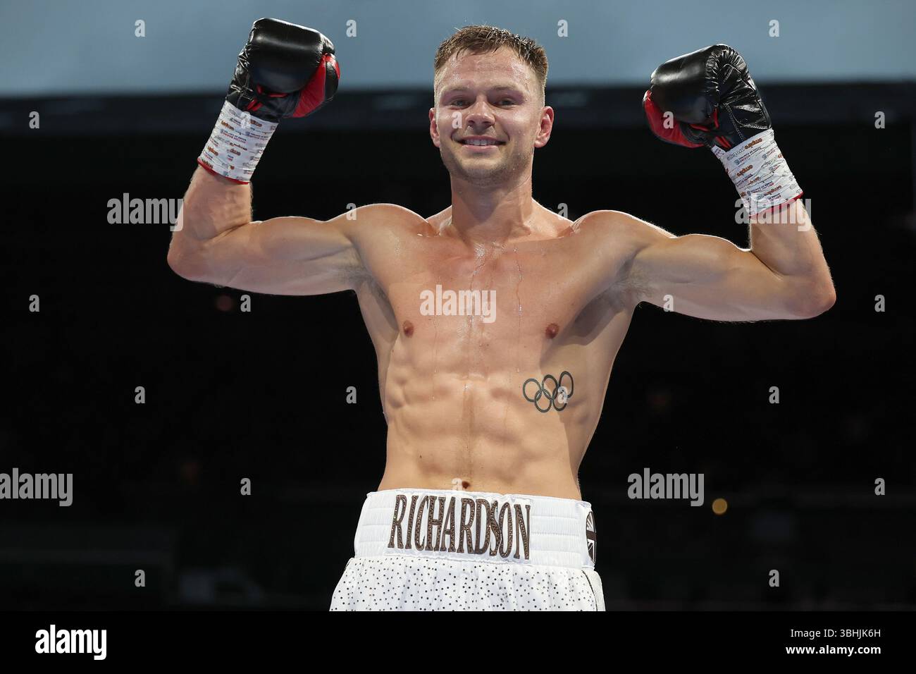 Boxer, Lewis Richardson celebrates - Fabio Wardley v Justis Huni ...
