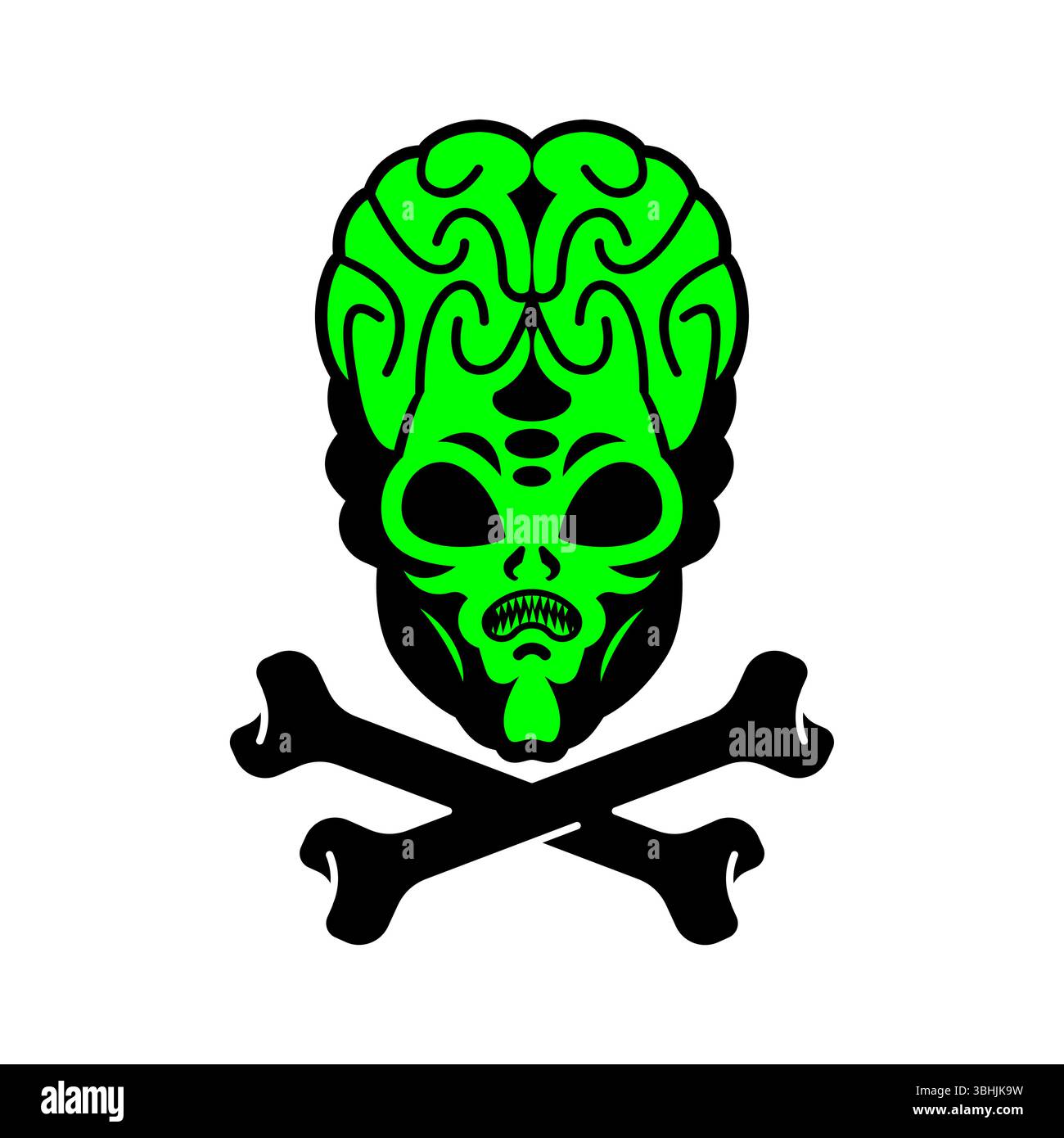 Skull Alien Invader With Bones Sign Stock Vector Image & Art - Alamy