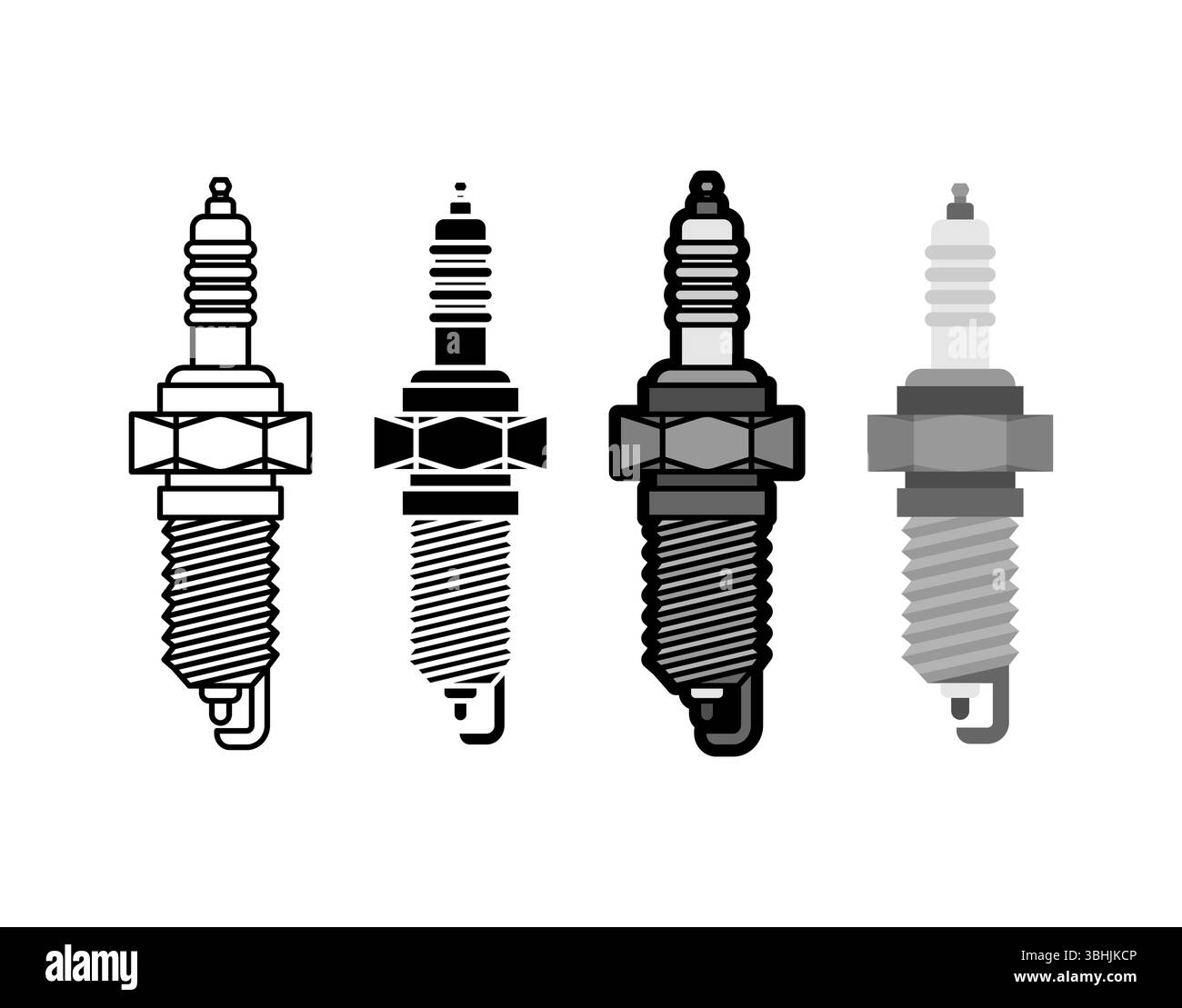 Spark plug sign icon set. Car accessory symbol. Device for igniting the ...